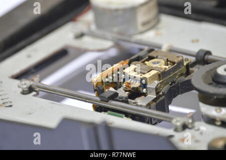 internal view of compact disc drive, Laser sensor detail Stock Photo ...