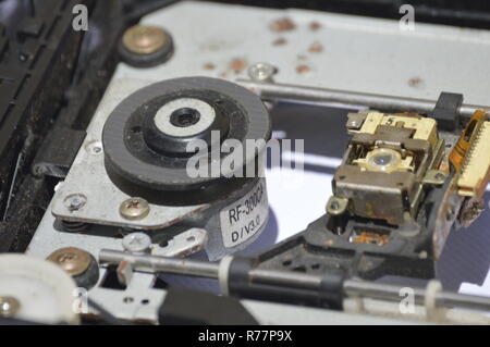 internal view of compact disc drive, Laser sensor detail Stock Photo ...