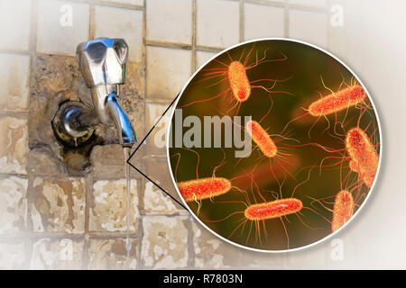Microscopic bacteria water drop concept of a water droplet with a ...