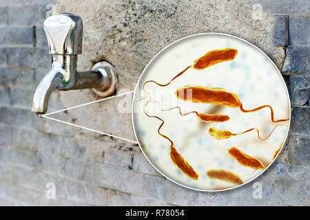 Microscopic bacteria water drop concept of a water droplet with a ...