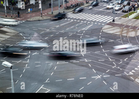 Large road junction, markings for various turning lanes, Rotterdam ...
