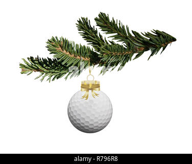 Christmas ball hanging on fir tree against dark background with blurred ...
