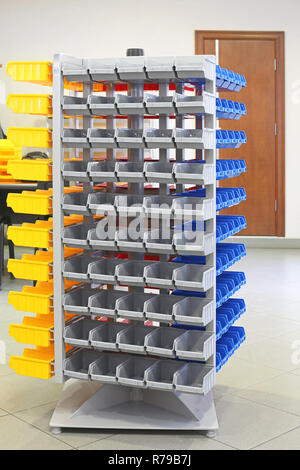 Blue Plastic Racks for Small Parts Storage Stock Photo - Alamy