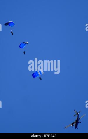 A U.S. Air Force UV-18B Twin Otter takes off while carrying the Wings ...