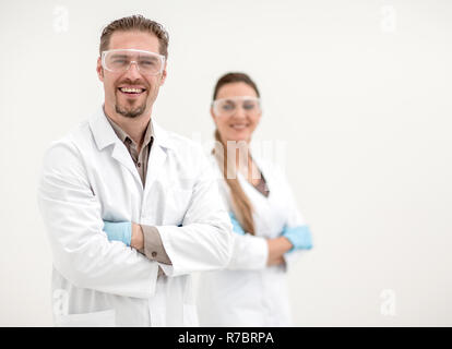 portrait of two successful researchers standing together Stock Photo ...