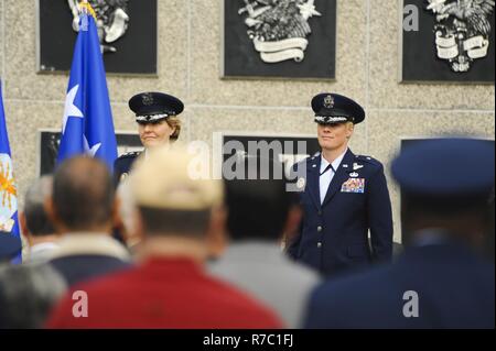 Brig. Gen. Kristin Goodwin, Cadet Wing commandant, observes the pass in ...