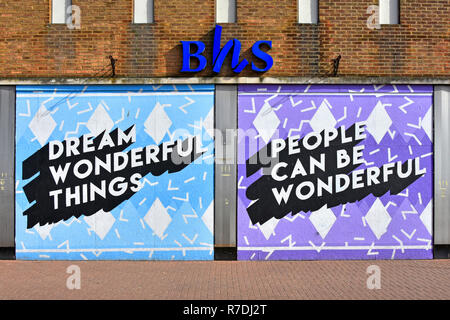 BHS British Home Stores logo onbrick wall of closed store, Southend on ...