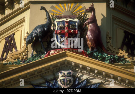 COMMONWEALTH COAT OF ARMS ON A BUILDING IN ADELAIDE, SOUTH AUSTRALIA ...