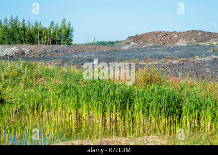 Desert landscape after mining activities. The destruction of forests ...