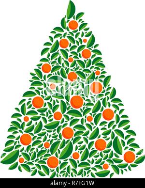 Vector cartoon illustration of an orange tree branch for colouring ...