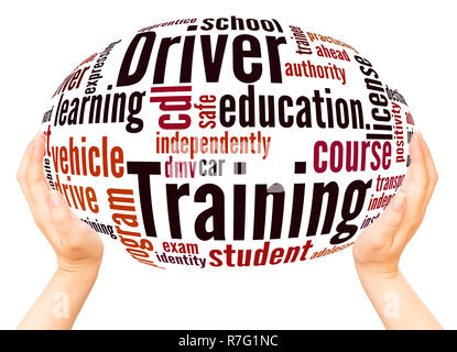 Driver Training word cloud hand writing concept on white background ...
