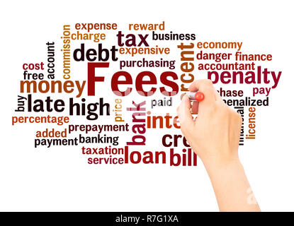 Fees, word cloud concept on white background Stock Photo - Alamy