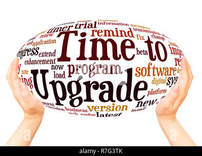 Time to Upgrade word cloud and hand with marker concept on white ...