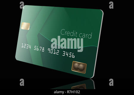 Here is a mock, generic green credit card isolated on the background ...