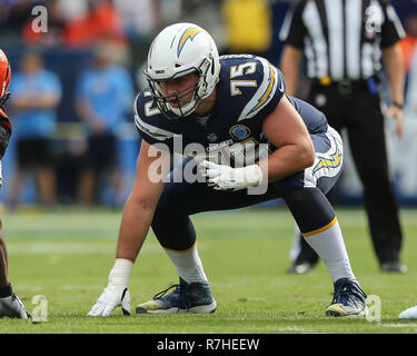 The Los Angeles Chargers line up against the Las Vegas Raiders in an ...