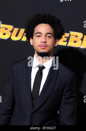 Jorge Lendeborg Jr attends the Bumblebee World Premiere on December 9 ...