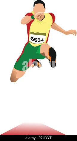 Man long jump. Sport. Track and field. Vector illustration Stock Vector ...