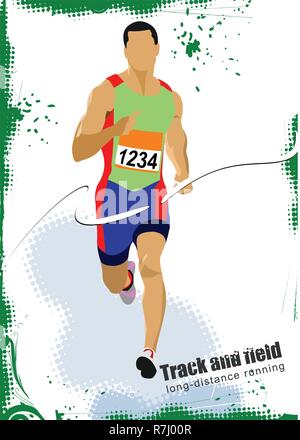 Long-distance runner. Poster. Vector illustration Stock Vector Image ...