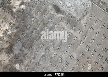 Ancient Japanese language engraving in stone - monument at famous Senso ...