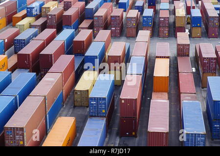 Shipping container handling, dockside, Barbados, Caribbean Stock Photo ...