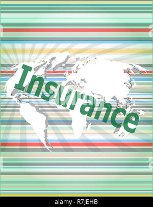 The word insurance on digital screen, business concept Stock Photo - Alamy