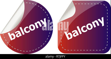 balcony word on stickers button set, label, business concept Stock ...
