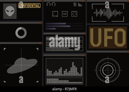 Futuristic UFO screen. User interface. Vector illustration Alien Stock ...