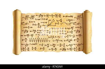 Old textured wide papyrus scroll with ancient latin text without any ...