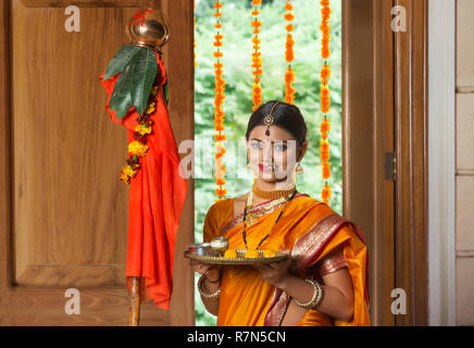 A Portrait of Maharashtrian Woman in traditional look Pune Stock Photo ...