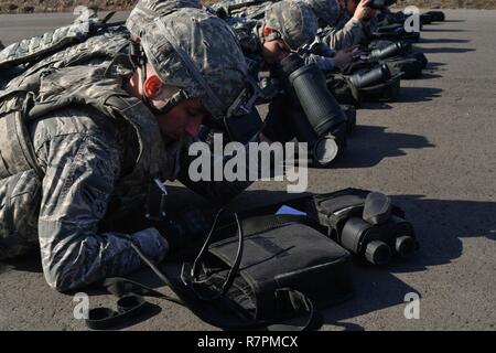 A patrolman assigned to the 86th Security Forces Squadron conducts a ...