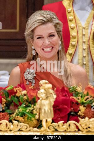 Queen Maxima at the state banquet at the Royal Palace in Amsterdam, on ...