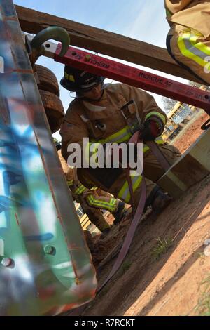 Firefighters from the 507th Civil Engineer Squadron participate in a ...