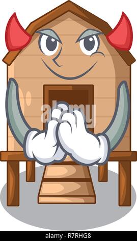 Devil chicken coop in character house yards vector illustration Stock ...