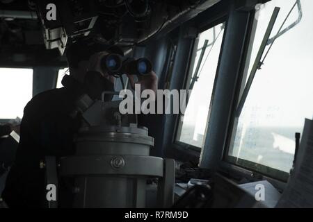 The interior of the pilot house on the missile range instrumentation ...