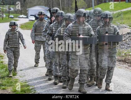 Members of the 130th Airlift Wing Security Forces Squadron pose for a ...