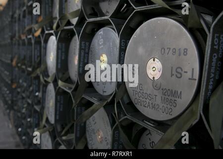 Pallets full of M865 Kinetic Energy training rounds for the M1A2 Abrams ...