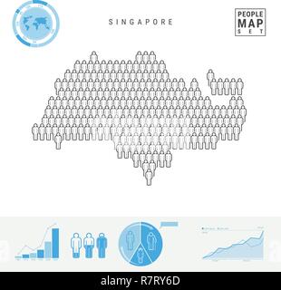 Singapore population map. Large group of people in a shape of ...