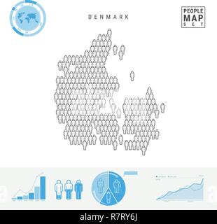 Denmark population map. Large group of people in a shape of Danish map ...