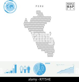 Peru population map. Large group of people in a shape of Peruvian map ...