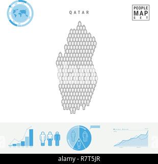 Qatar vector map with infographic elements, pointer marks. Editable template with regions ...
