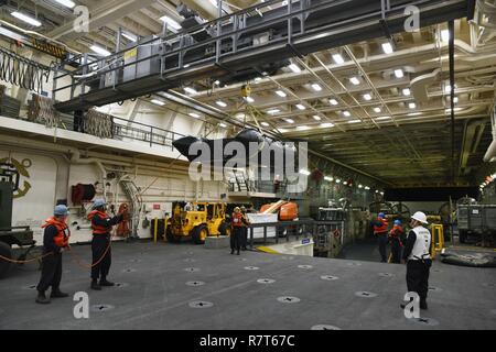 US Navy Two combat rubber reconnaissance craft (CRRC) rest on the deck ...