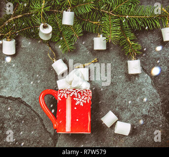 Decorated Christmas tree flat lay made from pills on a wooden ...