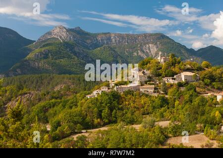 France, Drome, Oule Valley, view of the Alps from the Roustans plateau ...