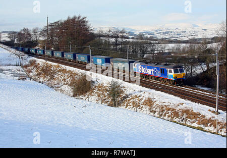 Stobart Rail livery class 92 electric locomotive hauling the Eddie ...