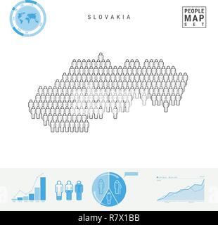 Slovakia population map. Large group of people in a shape of Slovak map ...