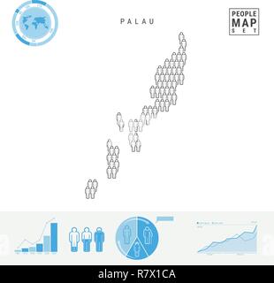 Palau population map. Large group of people in a shape of Palauan map ...