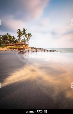 India, state of Kerala, Varkala, Black Beach, black sand beach caused ...