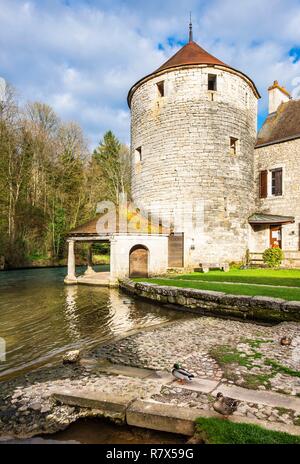 France, Cote-d'Or, Beze, the semicircular Sisters wash-house adjoining ...