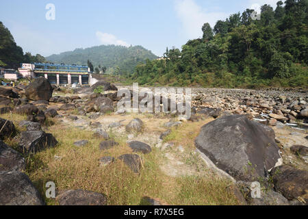 Bindu Barrage across river Jaldhaka at India-Bhutan border in ...