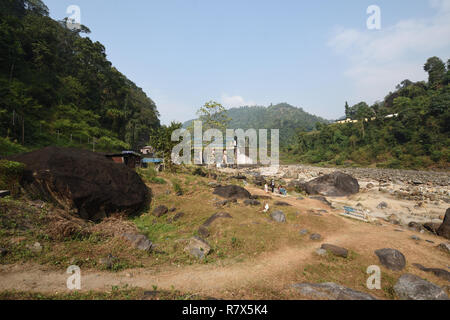 Bindu Barrage across river Jaldhaka at India-Bhutan border in ...